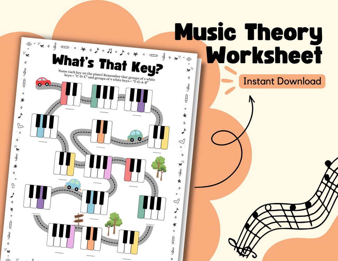 Piano Key Naming Worksheet - Fun Music Theory Printable for Beginners ...