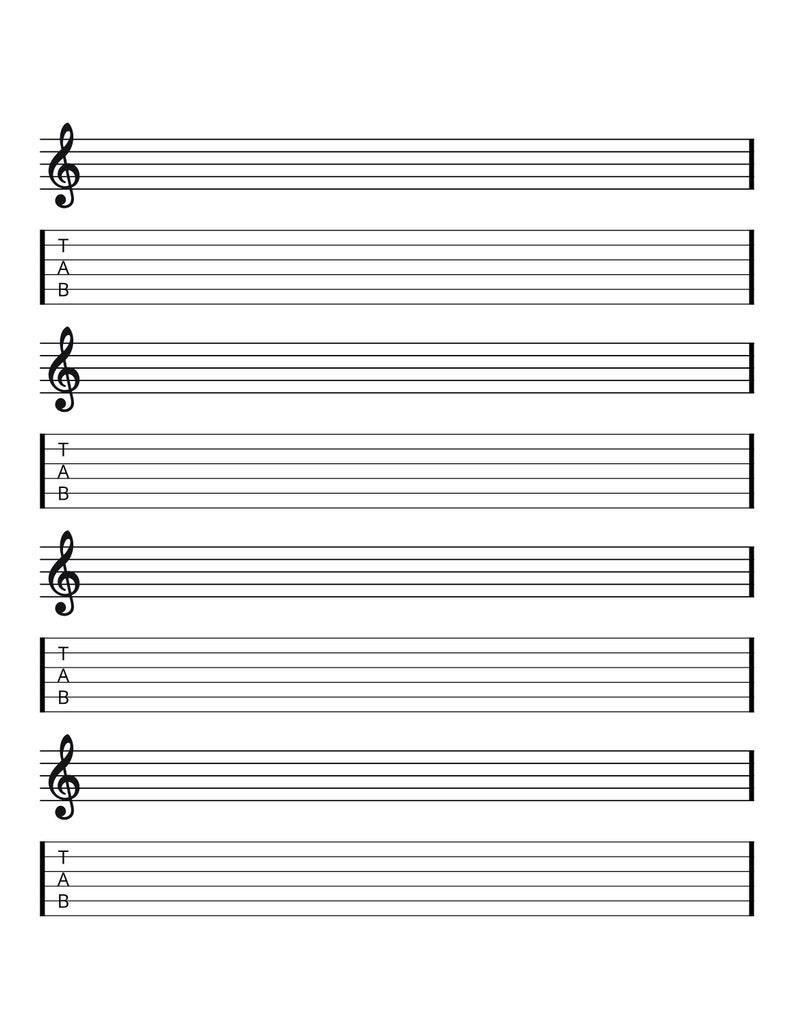 Printable Blank Guitar Sheet Music - Guitar Tab With Staff - Etsy