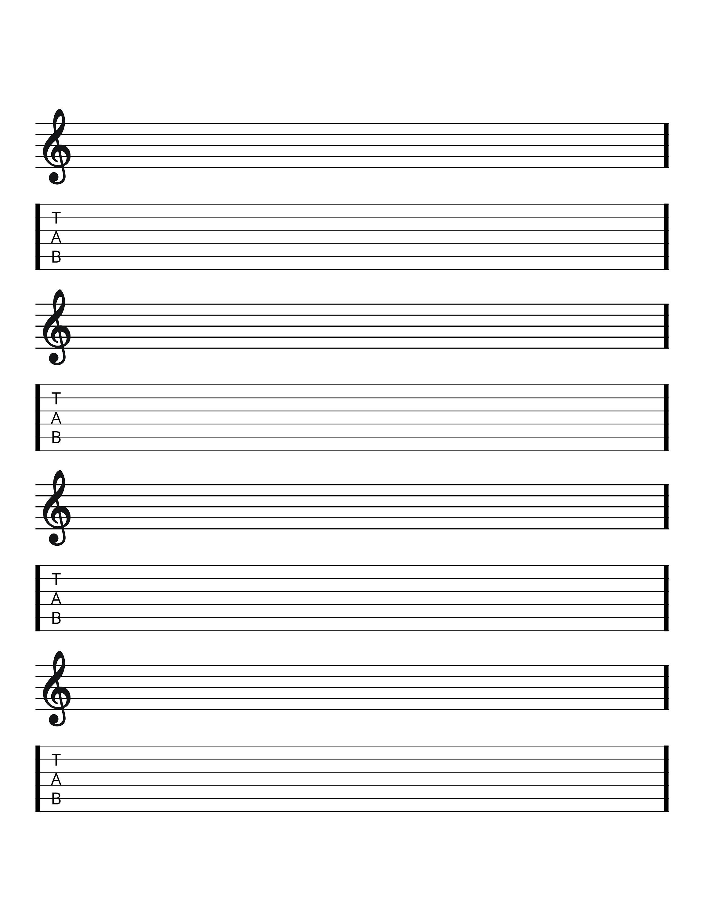 Printable Blank Guitar Sheet Music - Guitar Tab With Staff - Etsy