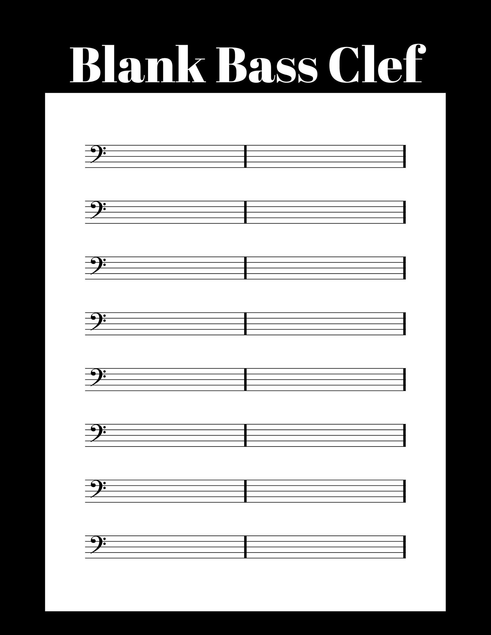 Printable Bass Clef Sheet Music Blank Staff Paper. Blank Sheet Music ...