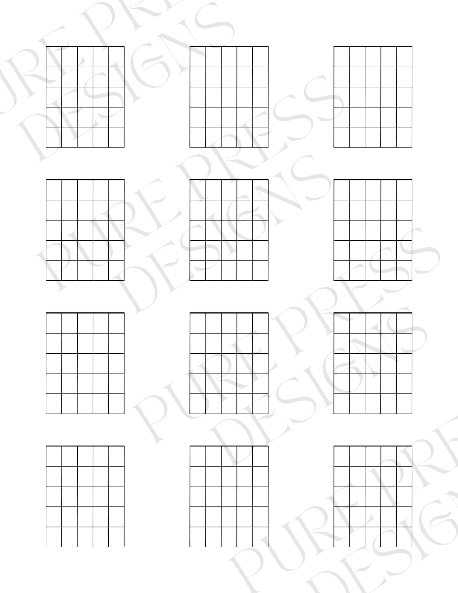 Guitar Printable Chord Charts, Blank Chord Chart, Music Teaching ...
