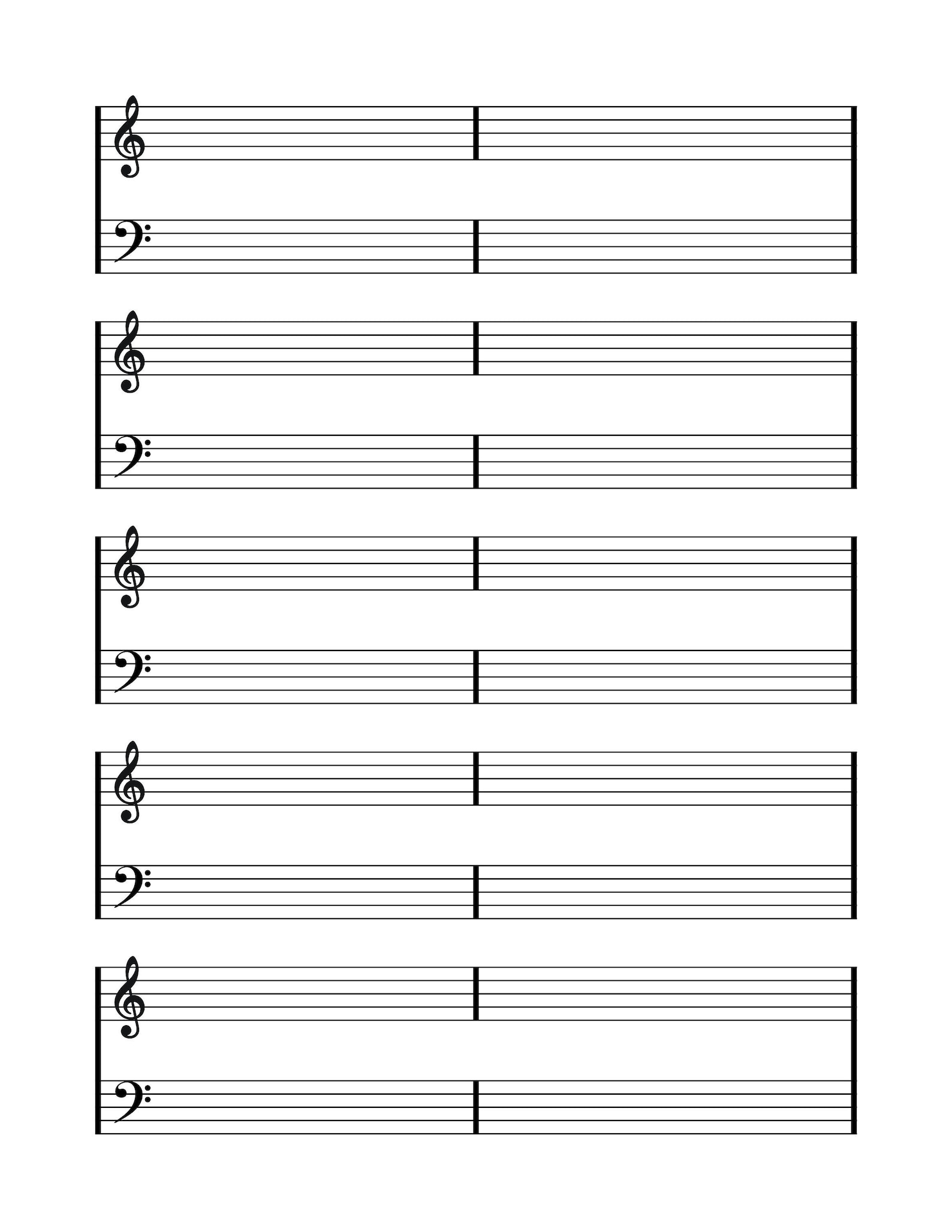Printable Staff Paper Blank Sheet Music Treble Clef/ Bass Clef - Etsy