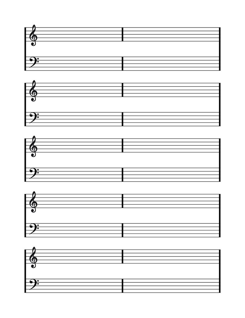 Printable Staff Paper Blank Sheet Music Treble Clef/ Bass Clef - Etsy