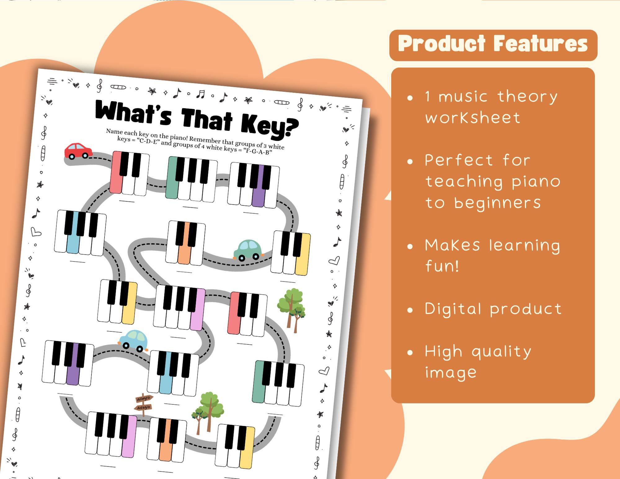 Piano Key Naming Worksheet - Fun Music Theory Printable for Beginners ...