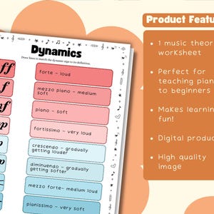 Music Theory Worksheet: Dynamic Signs (forte, Piano, Crescendo ...