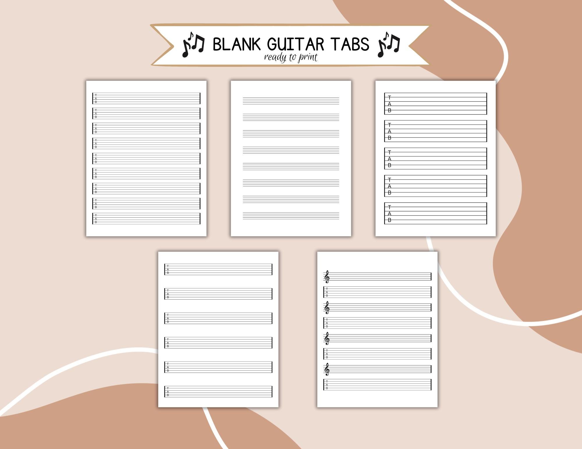 Printable Blank Guitar Tab BUNDLE- Digital Download Sheet Music - Etsy