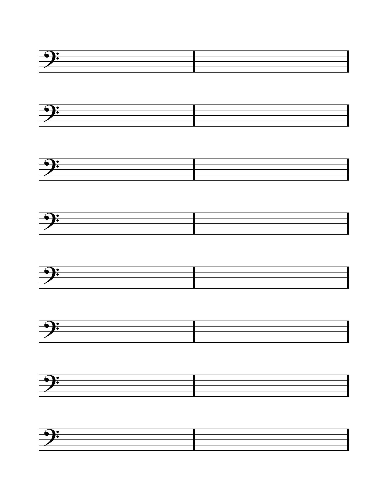 Printable Bass Clef Sheet Music Blank Staff Paper. Blank Sheet Music ...