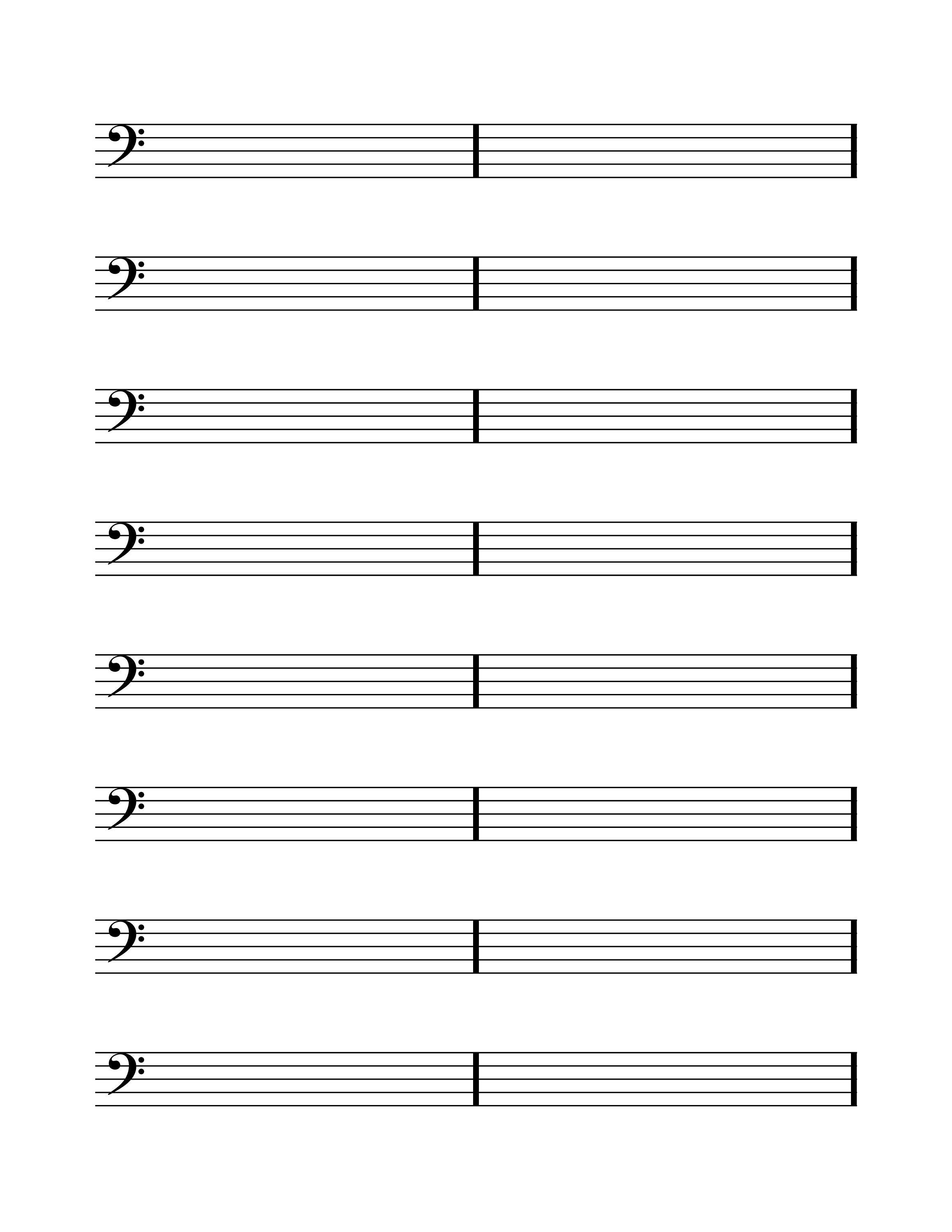 Printable Bass Clef Sheet Music Blank Staff Paper. Blank Sheet Music ...