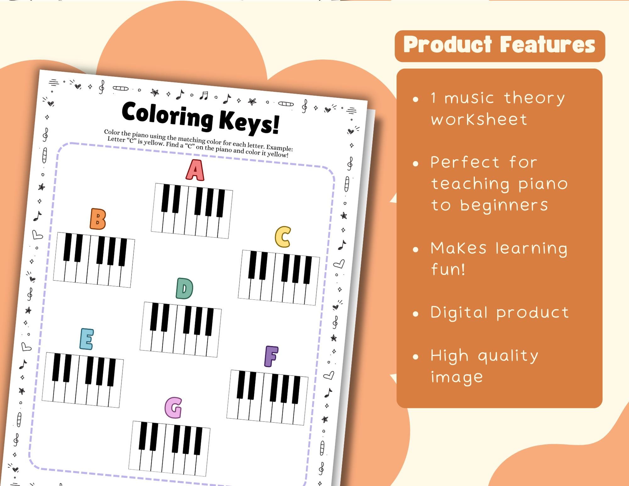 Fun Piano Keys Worksheet – Color the Correct Musical Alphabet Letter ...