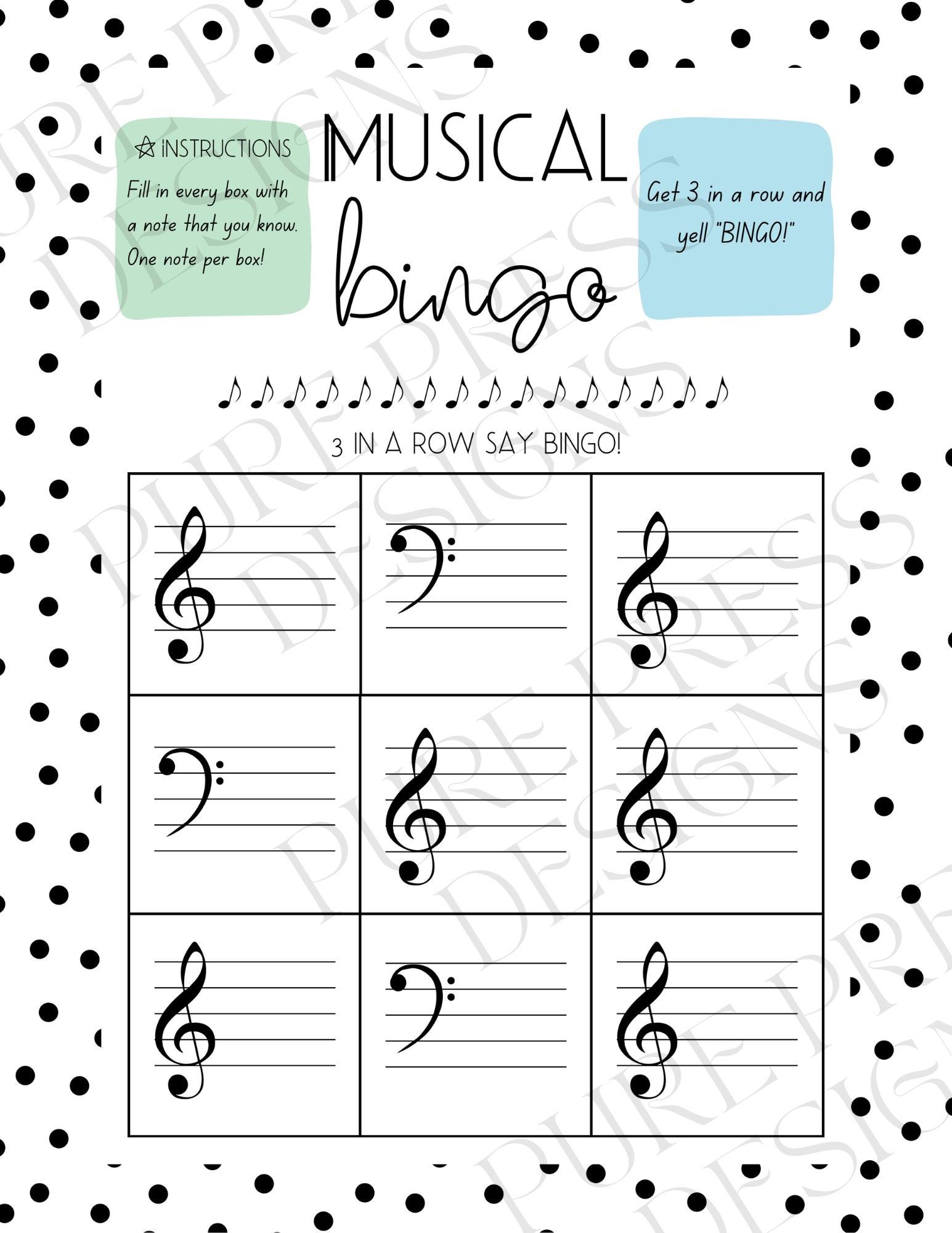 Musical Bingo, Music Teacher, Game for Music Students, Fun Music Game ...