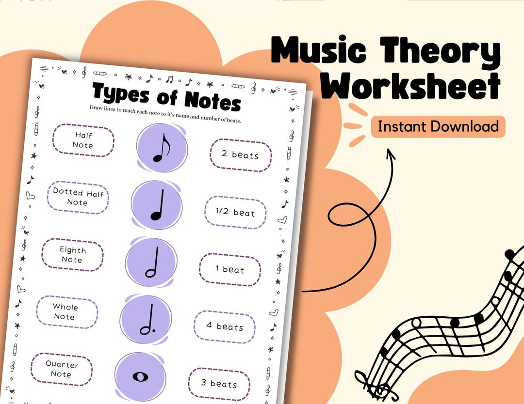 Music Note Matching Worksheet Printable – Fun Music Theory Activity for ...