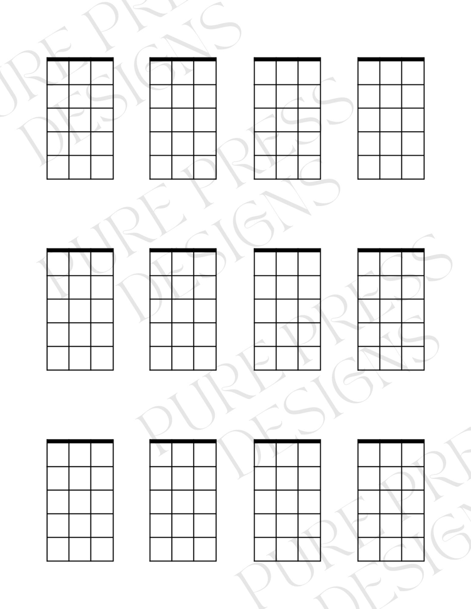 Tabla de acordes para ukelele imprimible, tabla de acordes en blanco ...