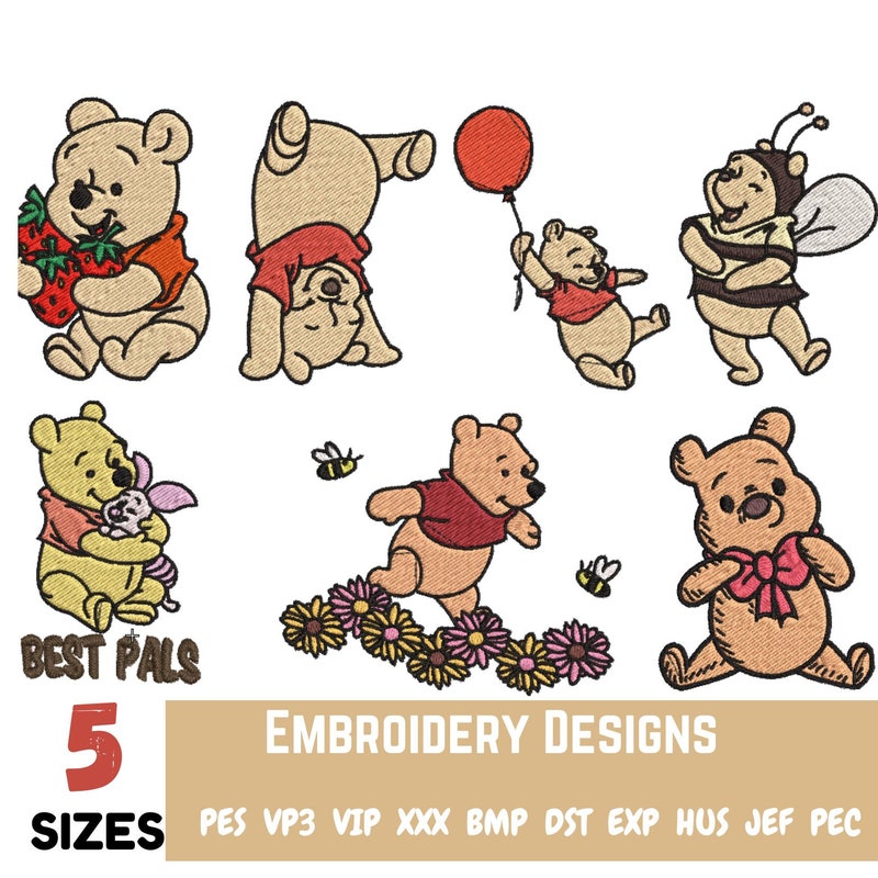 Pooh Machine Embroidery - Etsy