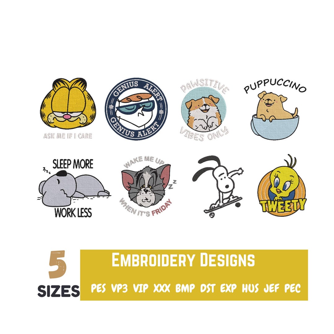 Cartoon Embroidery Design Bundle Cartoons Designs Embroidery Embroidery ...
