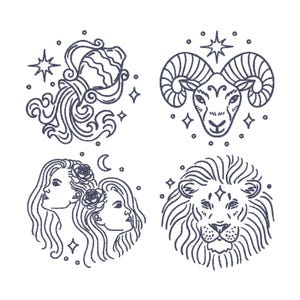Zodiac Signs Embroidery Design Zodiac Embroidery File Star Sign ...