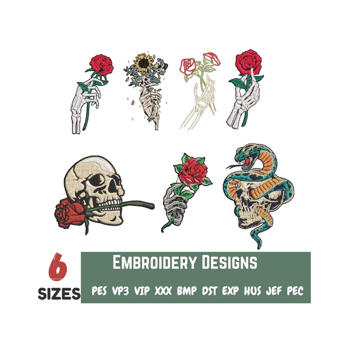 Skull Face Embroidery Design Machine Embroidery Design Skeleton Head ...