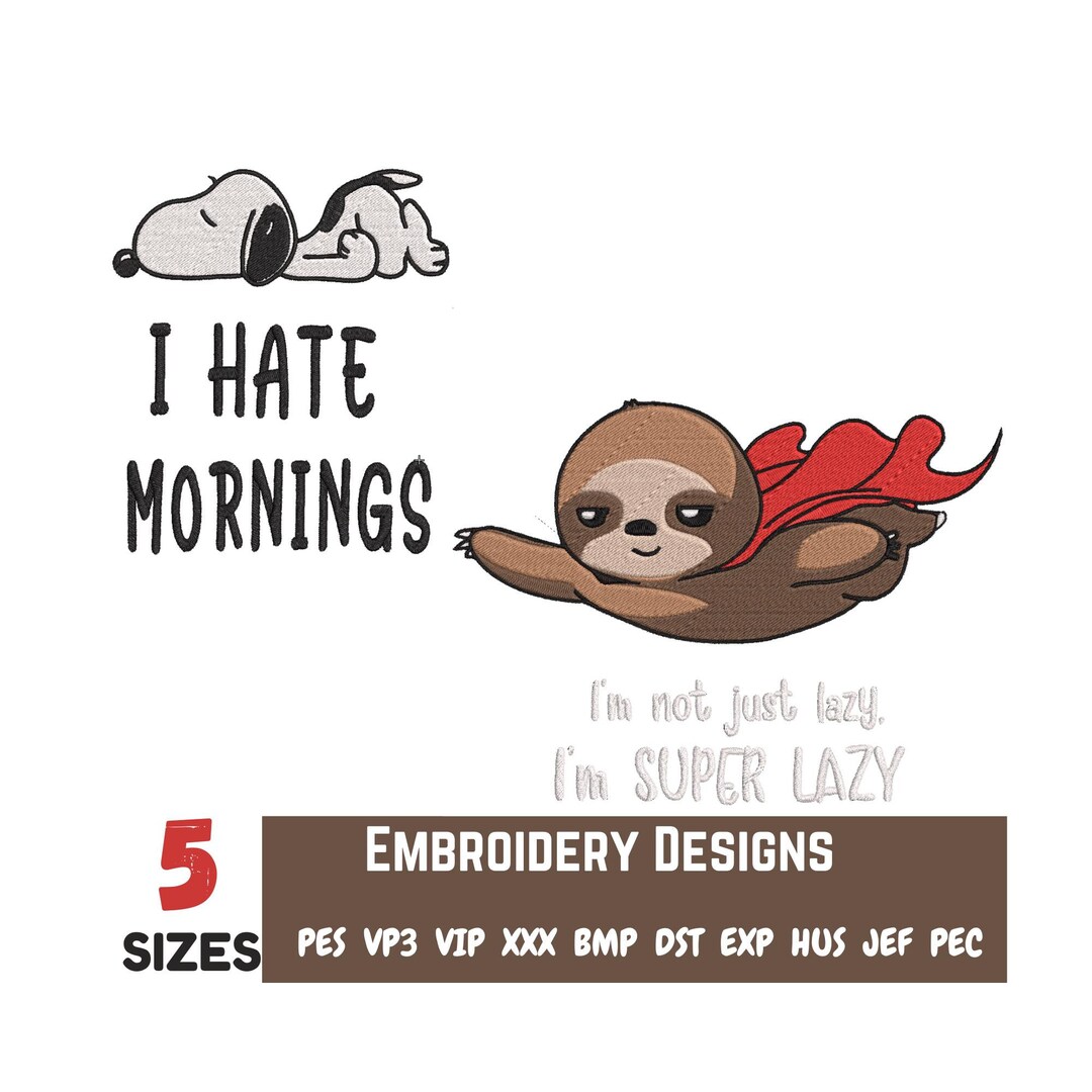 Sloth Mouse Embroidery Design File Cute Sloth Embroidery Design Machine ...