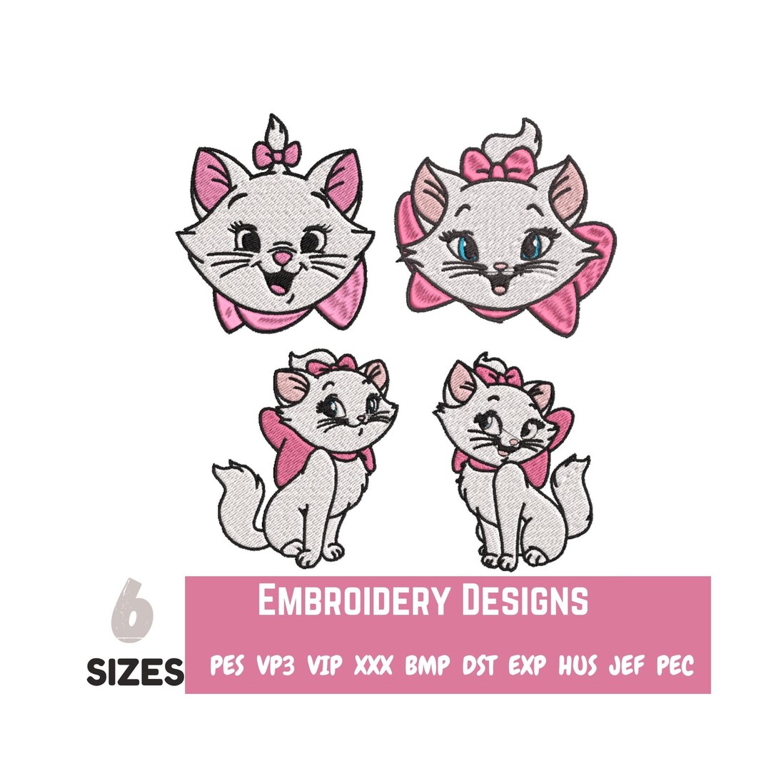 Cute Cat Embroidery Design Machine Embroidery Design Animal Embroidery ...