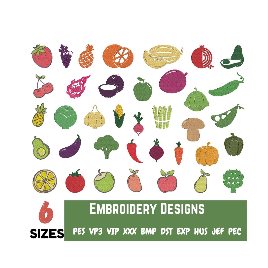 Fruits and Vegetables Embroidery Design Fruits Machine Embroidery ...