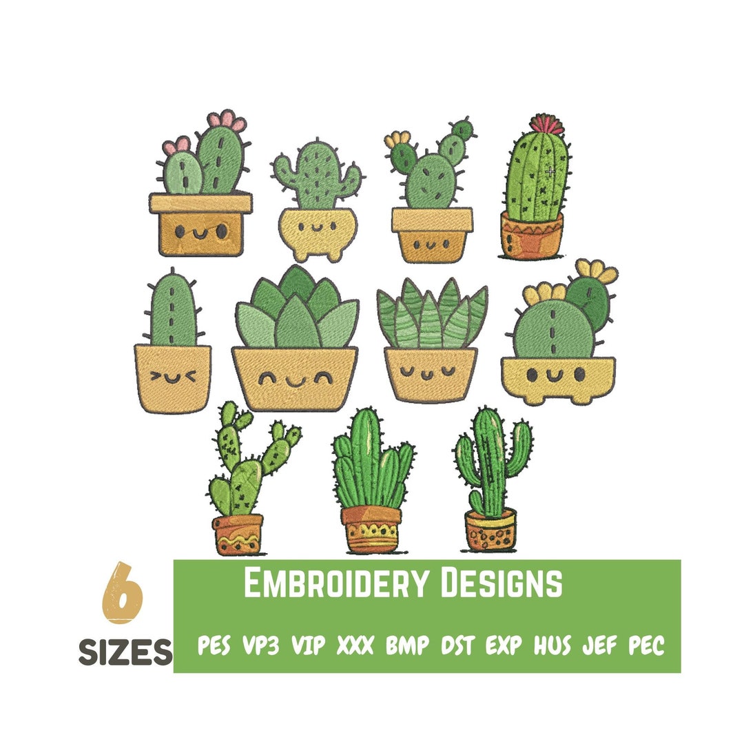 Cactus Embroidery Design Machine Embroidery Pattern Cacti Embroidery ...