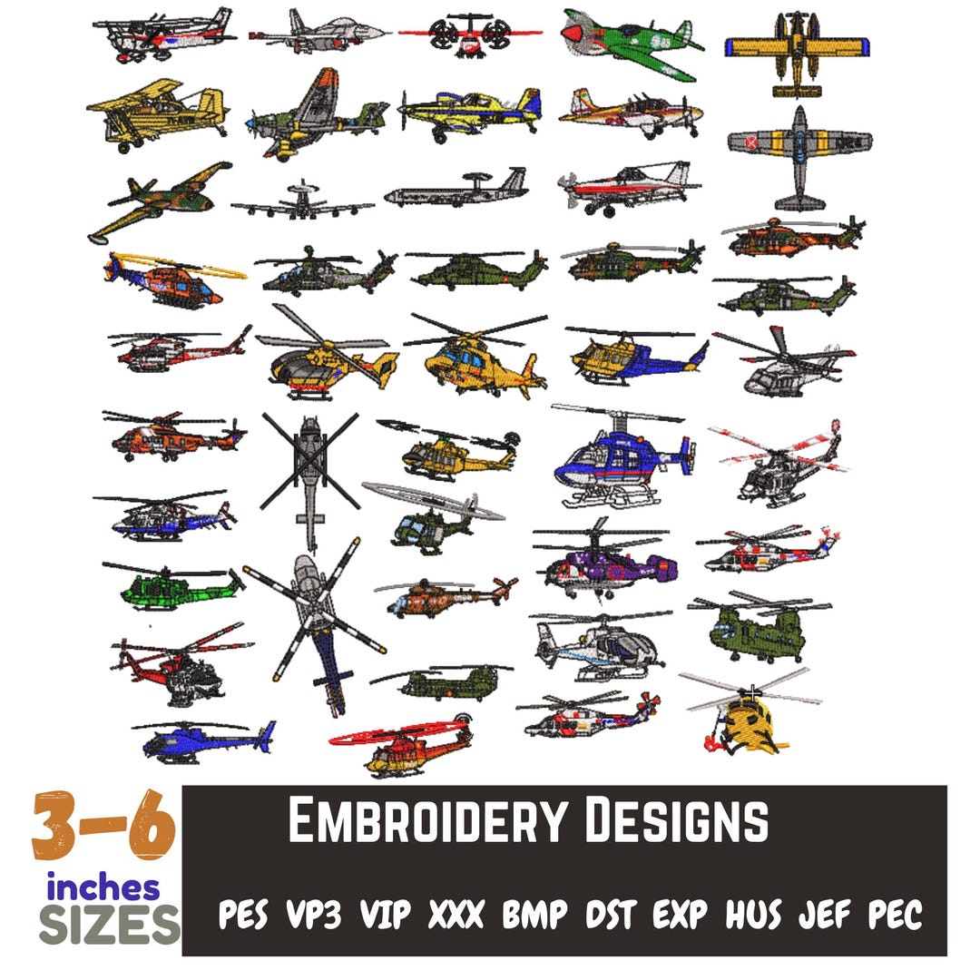 Airplanes Embroidery Machine File Plane Embroidery Design Aircraft ...