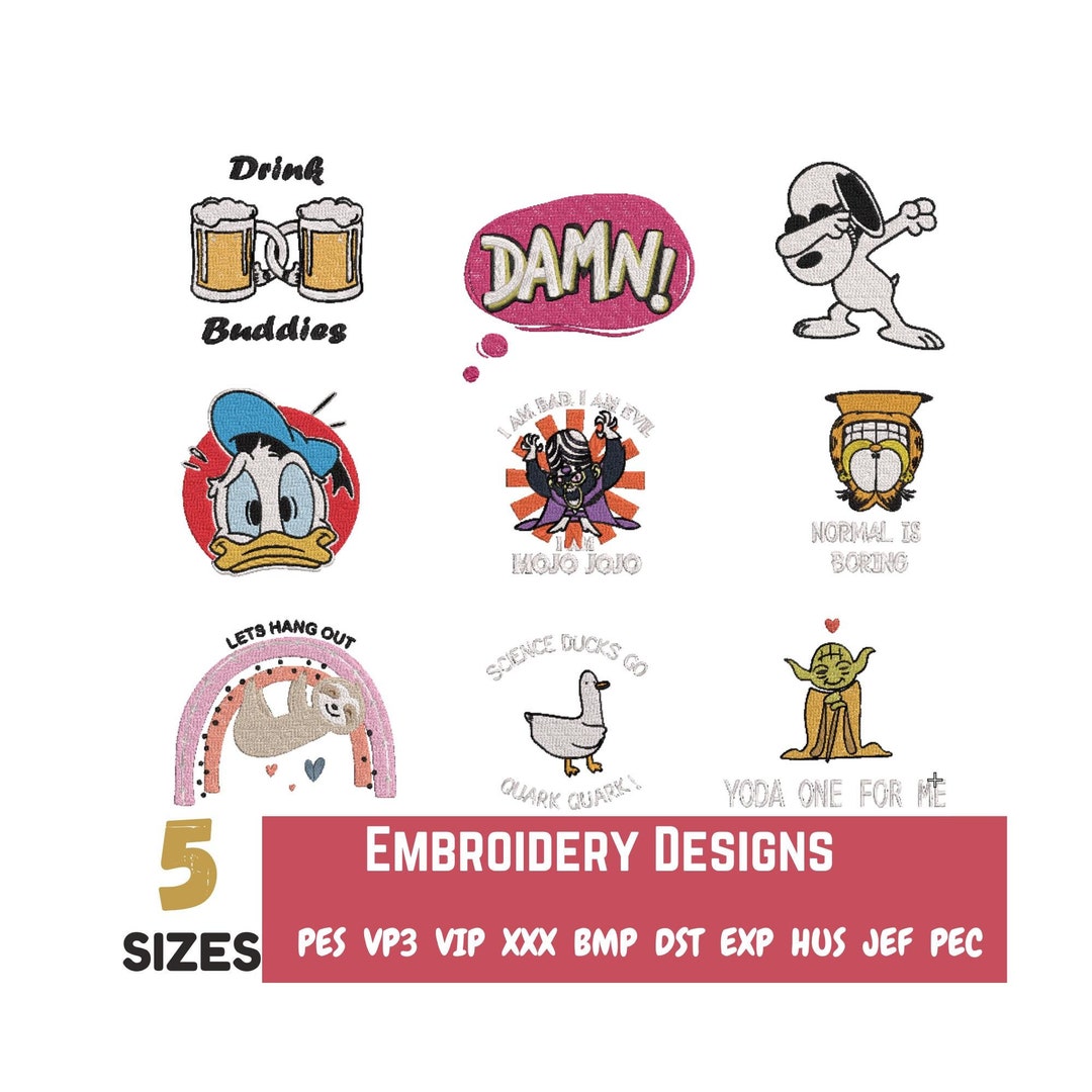 Cartoon Embroidery Design Bundle Cartoons Designs Embroidery Embroidery ...
