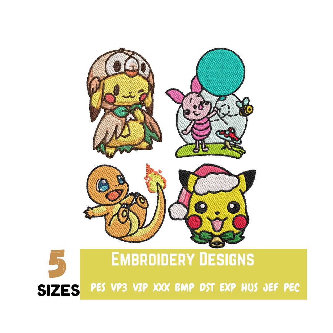 Pikachu Embroidery Design File Pokemon Embroidery Design Machine ...