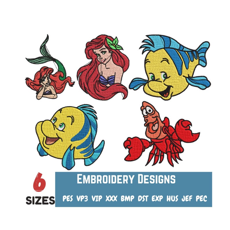 Little Mermaid Embroidery Design Machine Embroidery Design Little ...