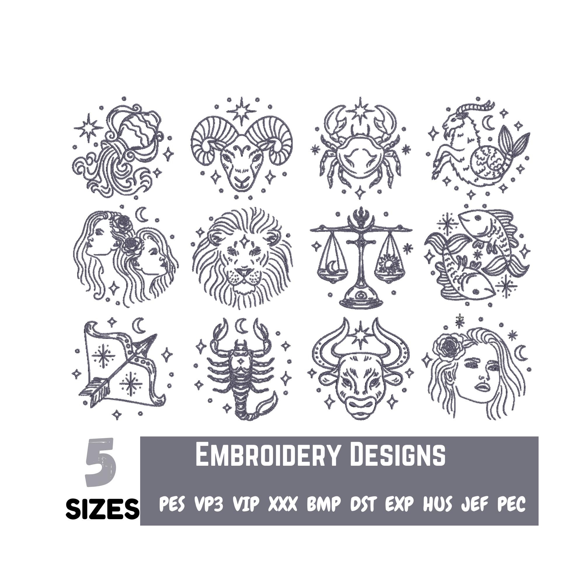 Zodiac Signs Embroidery Design Zodiac Embroidery File Star Sign ...