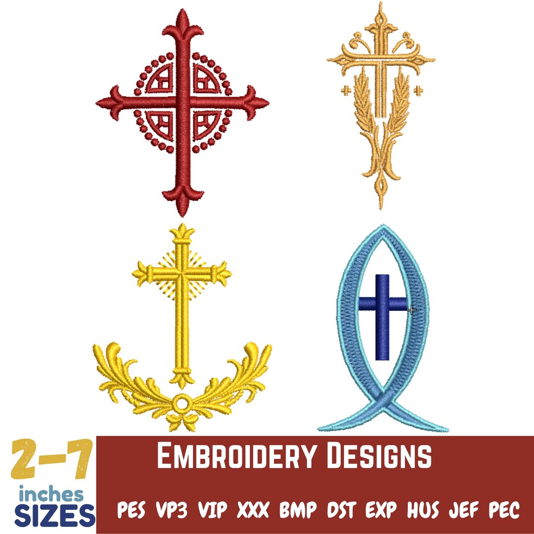 Cross Embroidery Machine File Christian Cross Embroidery Design Mini ...