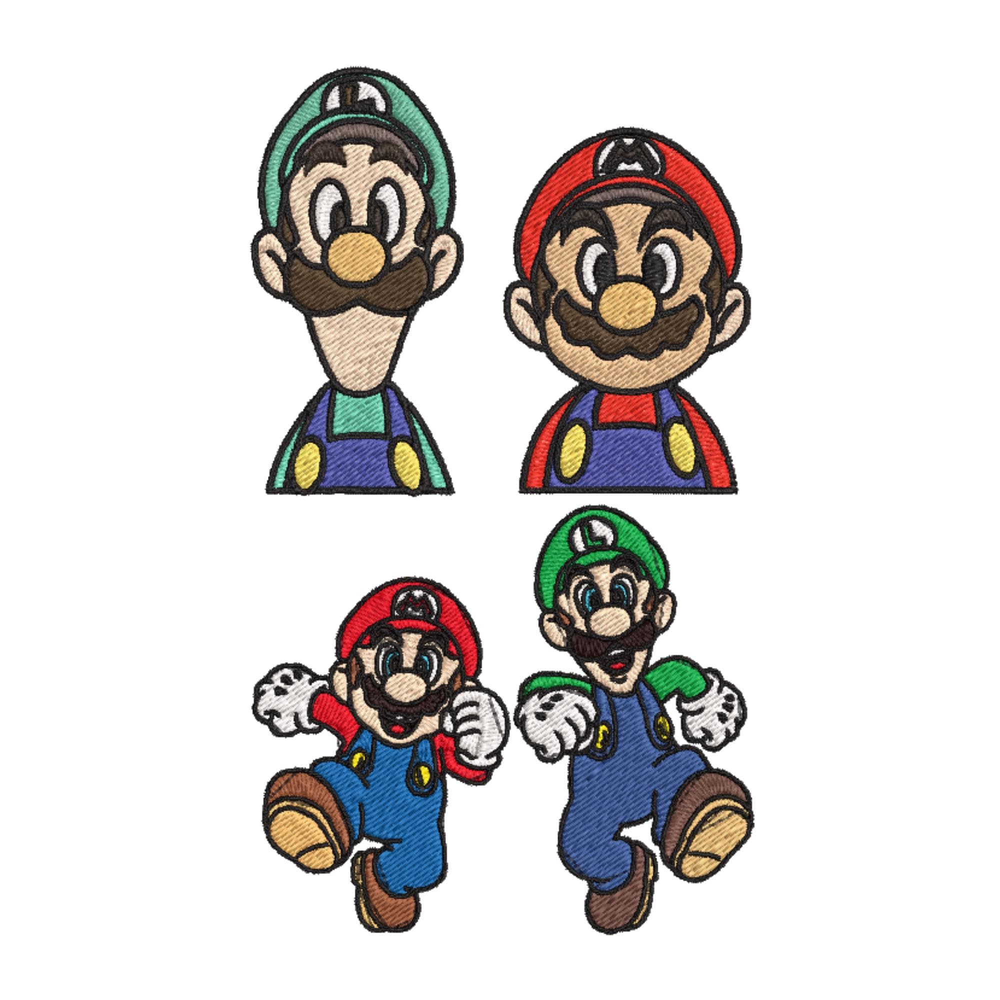 Mario Embroidery Design Embroidery Machine Files Super Mario Luigi and ...