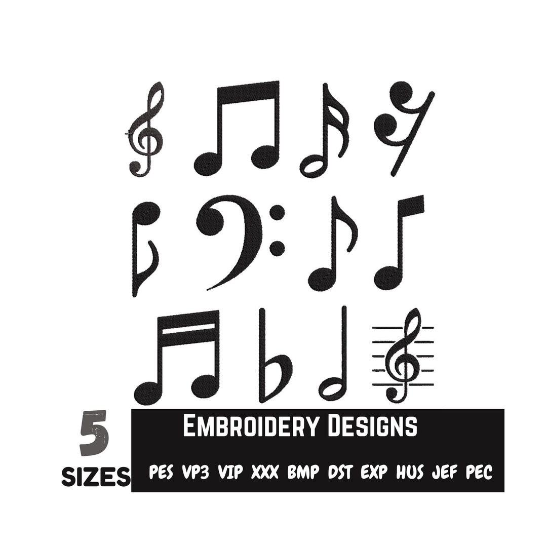 Music Notes Embroidery Design File Musical Note Embroidery Design ...