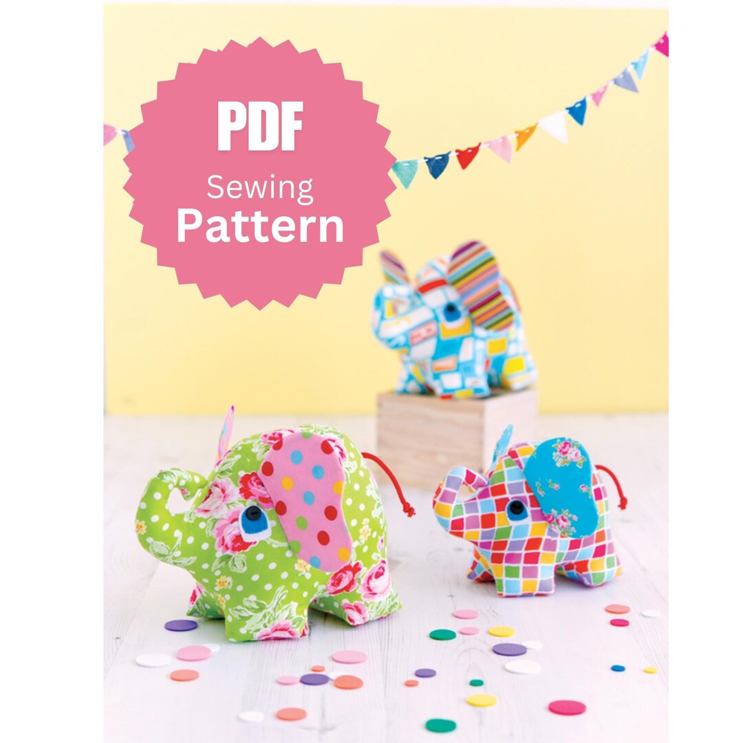 Elephant Toy Sewing Pattern Plushie Elephant Sewing Pattern Stuffed ...