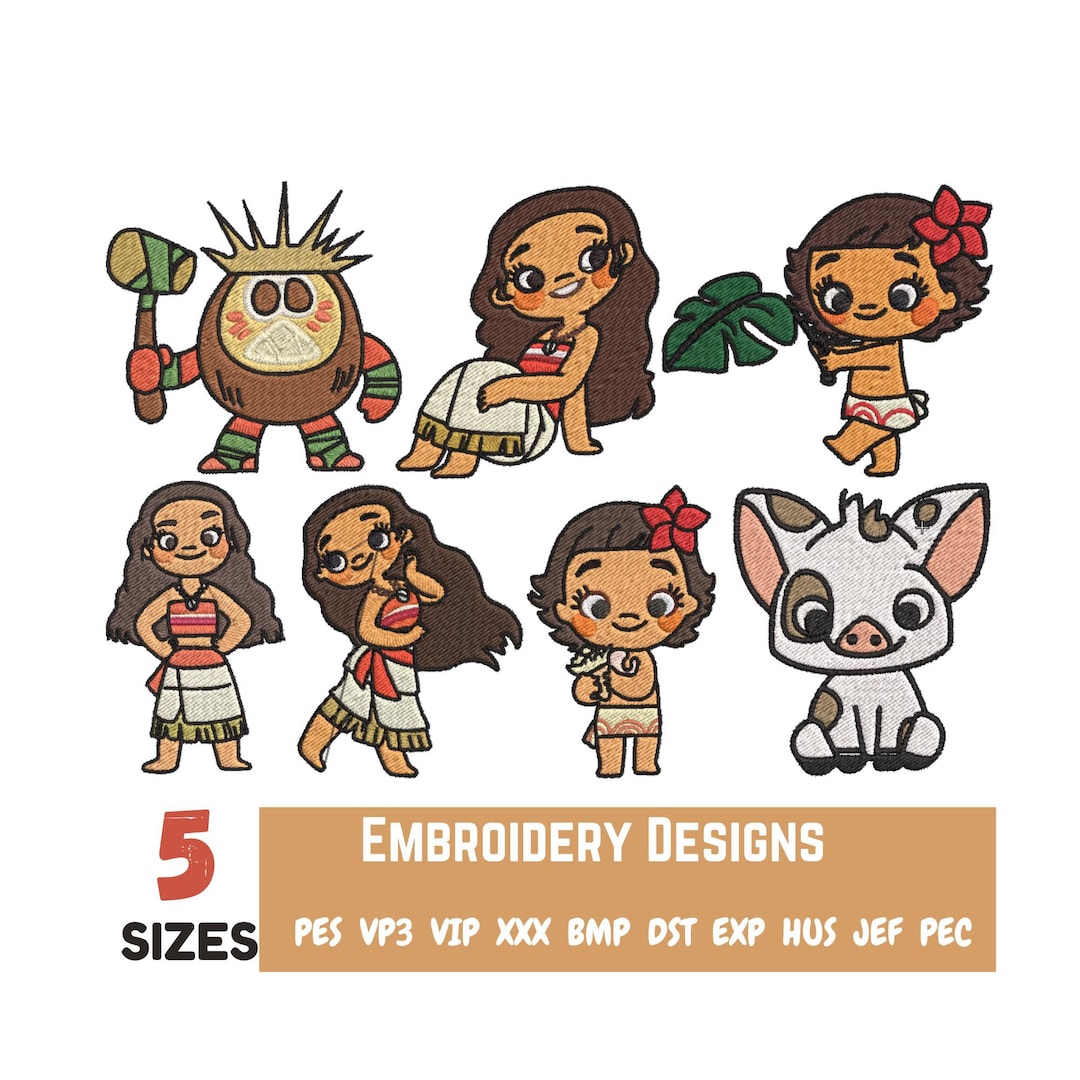 Moana Embroidery Designs Moana Machine Embroidery Design Princess Moana ...