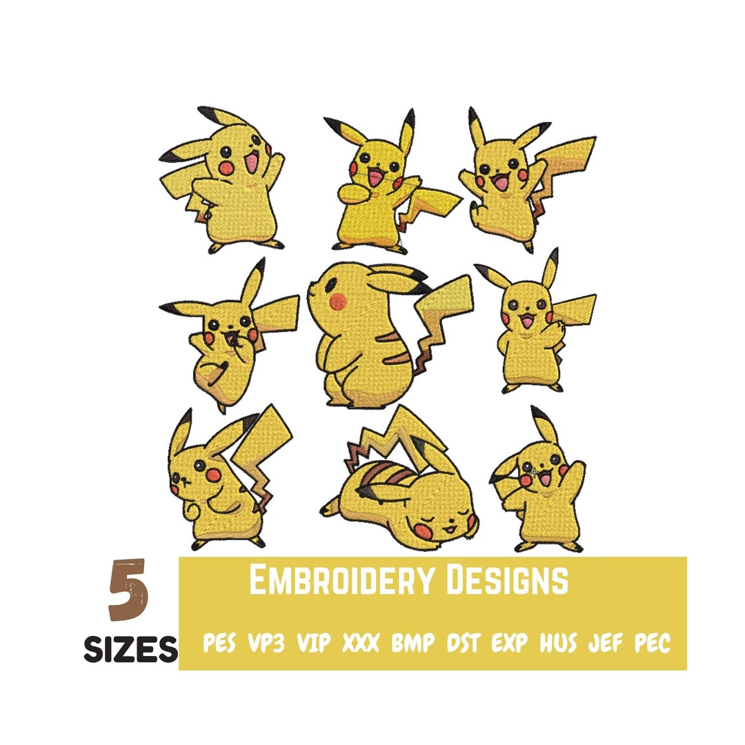 Pikachu Embroidery Design File Pokemon Embroidery Design Machine ...