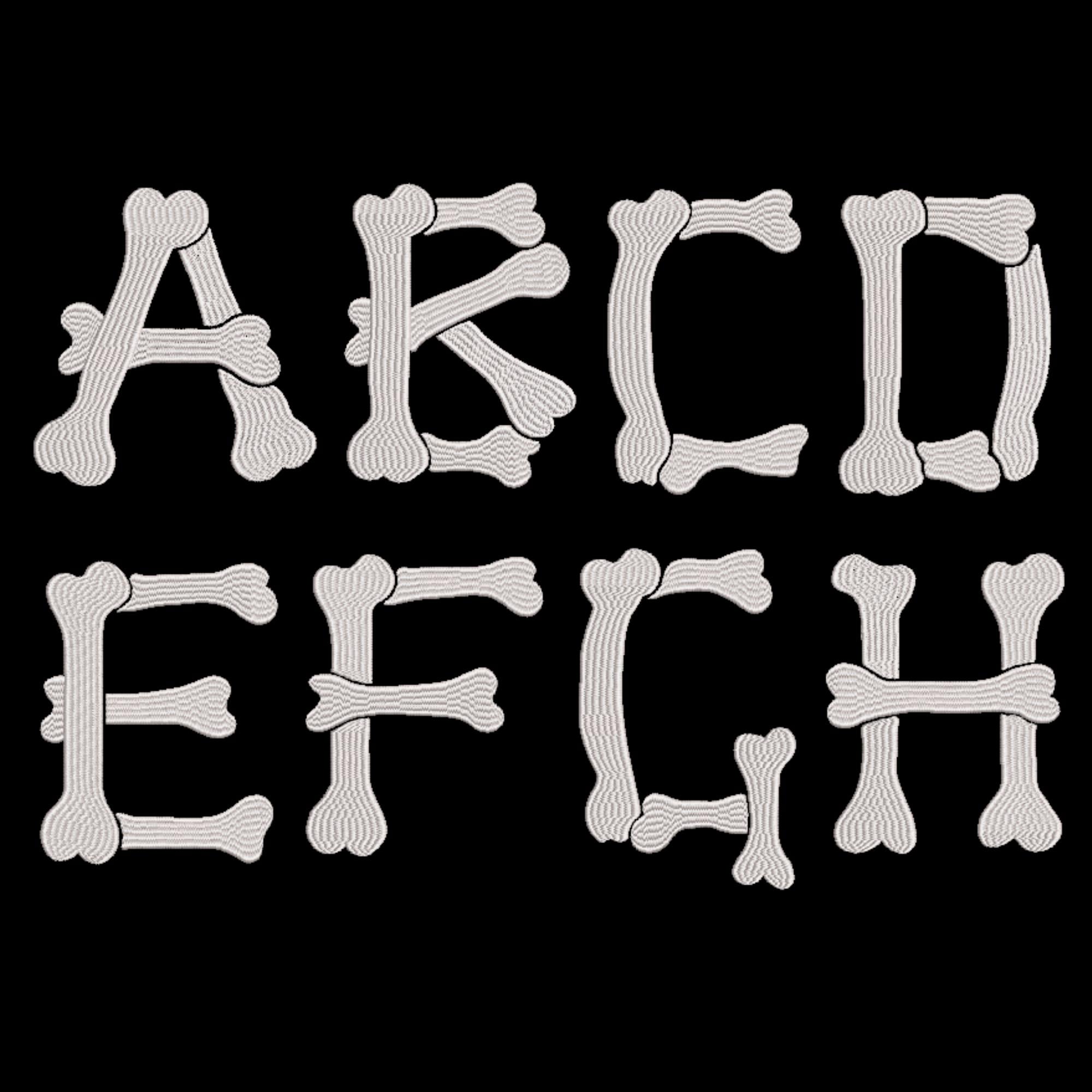 Skull Alphabet Embroidery File Alphabet Embroidery Font Bones Alphabet ...