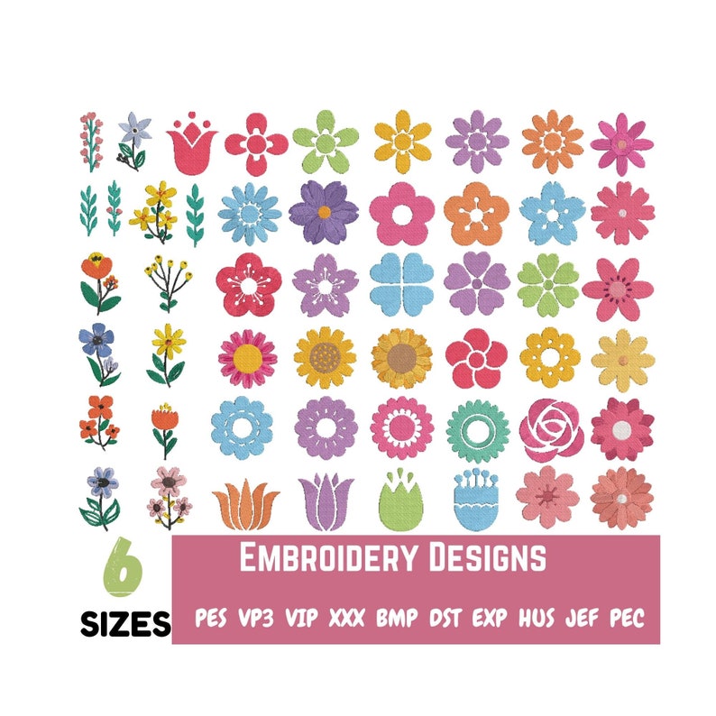 Flower Embroidery Design Wildflowers Machine Embroidery Design Mini ...