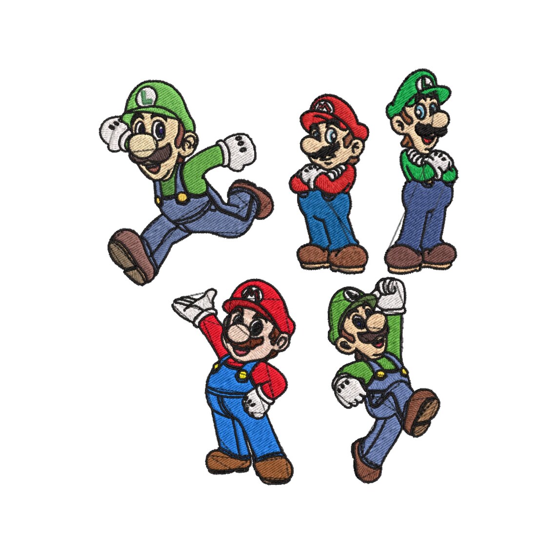 Mario Embroidery Design Embroidery Machine Files Super Mario Luigi and ...