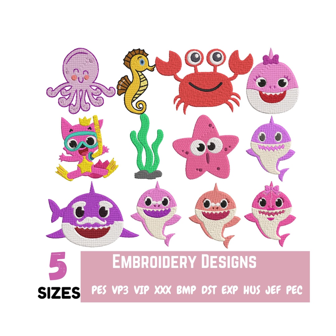 Baby Shark Embroidery Design Fish Animal Embroidery Design Machine ...