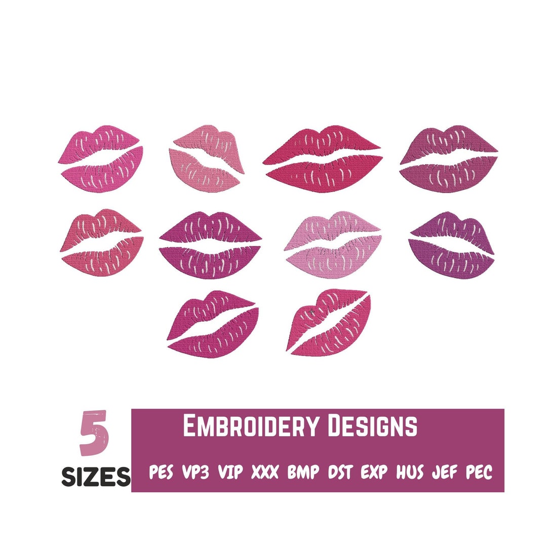 Lips Embroidery Design Design Files Kissing Lips Machine Embroidery ...
