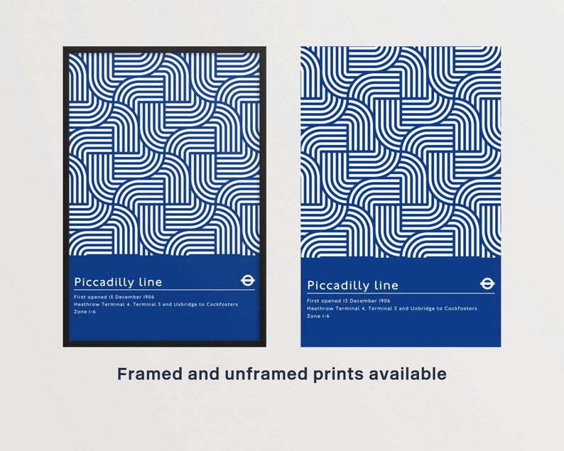Piccadilly Line Print Tube Map London Tube Minimal Poster Print ...