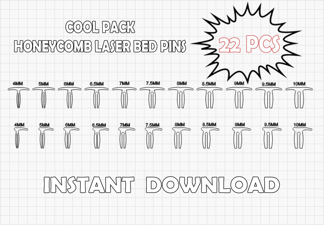 22X Honeycomb Bed Pin, SVG, Instant Download, Lightburn, Laser Cut Pins ...