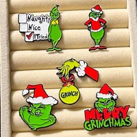 Resting Grinch Face Christmas Pin - Etsy