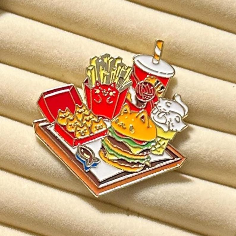 Kawaii Burger Fries Nuggets Pin – Deliciously Cute Food Pins, Fast Food ...