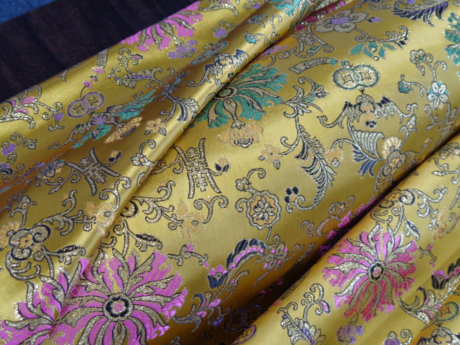 MUSTARD GOLD With Multi-colored Metallic Floral and Medallion - Etsy