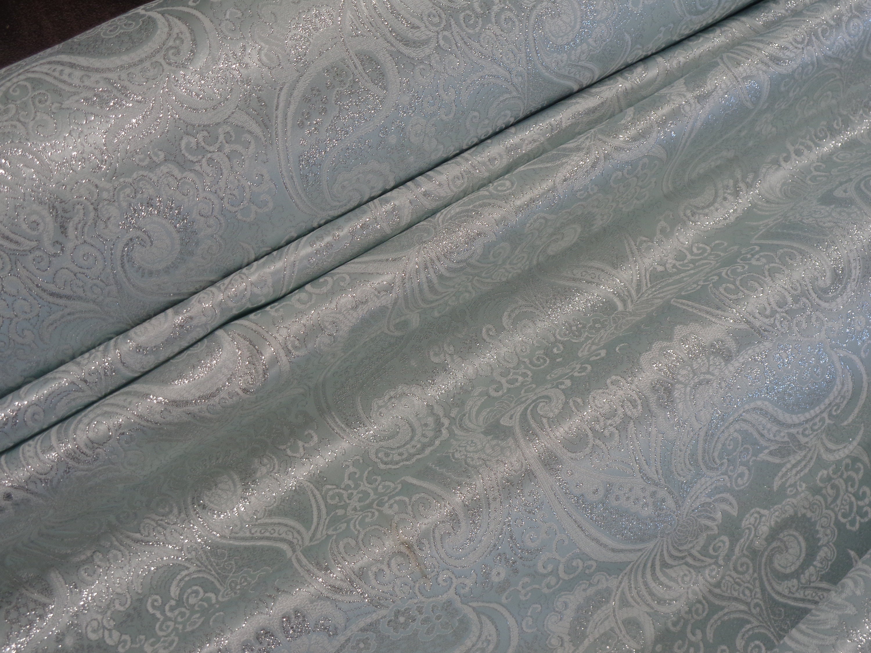 ICE BLUE With SILVER Metallic Paisley - Metallic Brocade Fabric 56" - Etsy