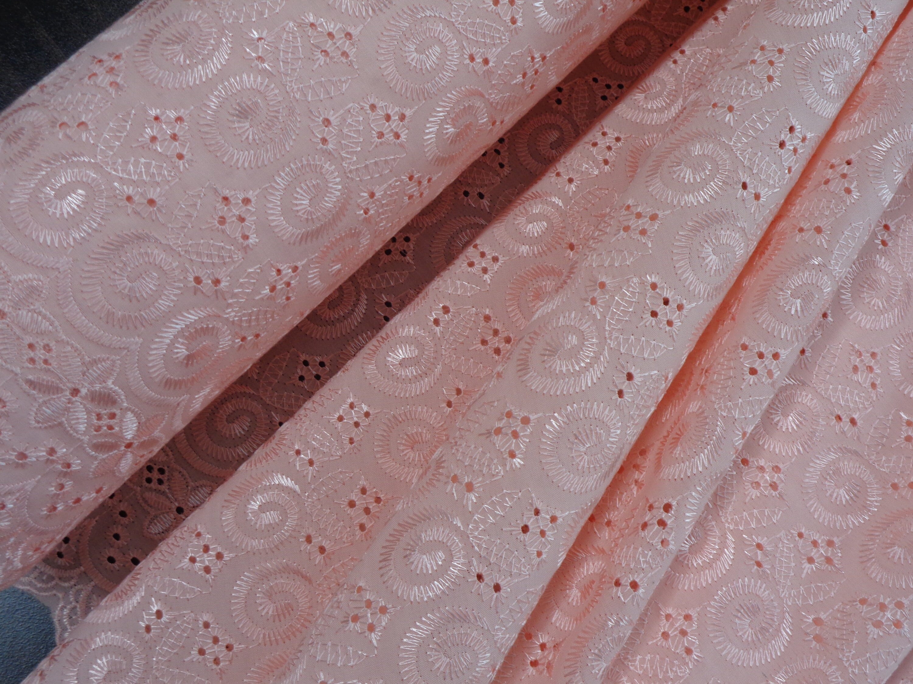 BABY PINK Swirl COTTON Eyelet Double Scalloped on Both Ends & All Over ...