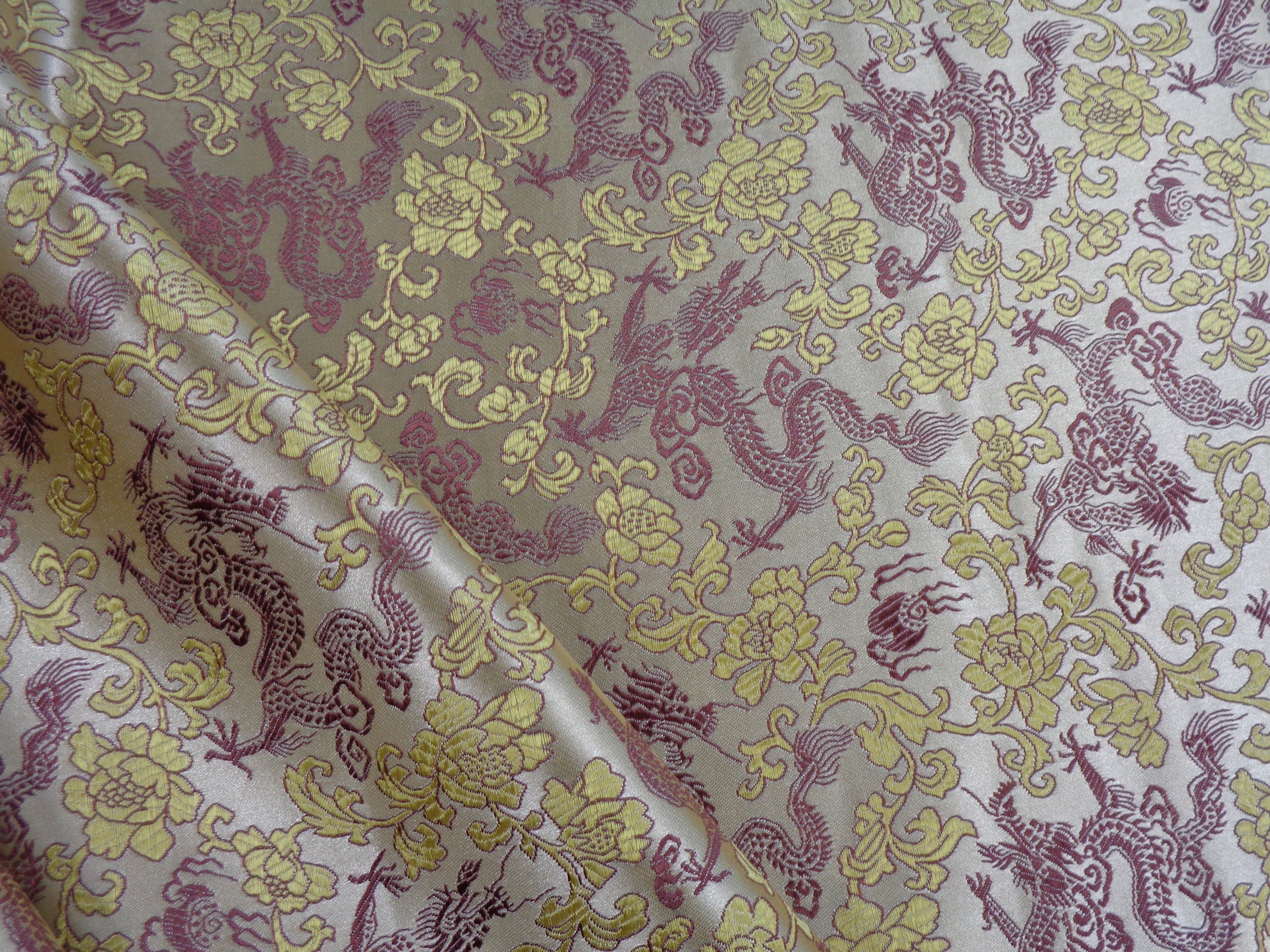 CHAMPAGNE GOLD With Burgundy Jacquard Small Dragon Jacquard - Etsy