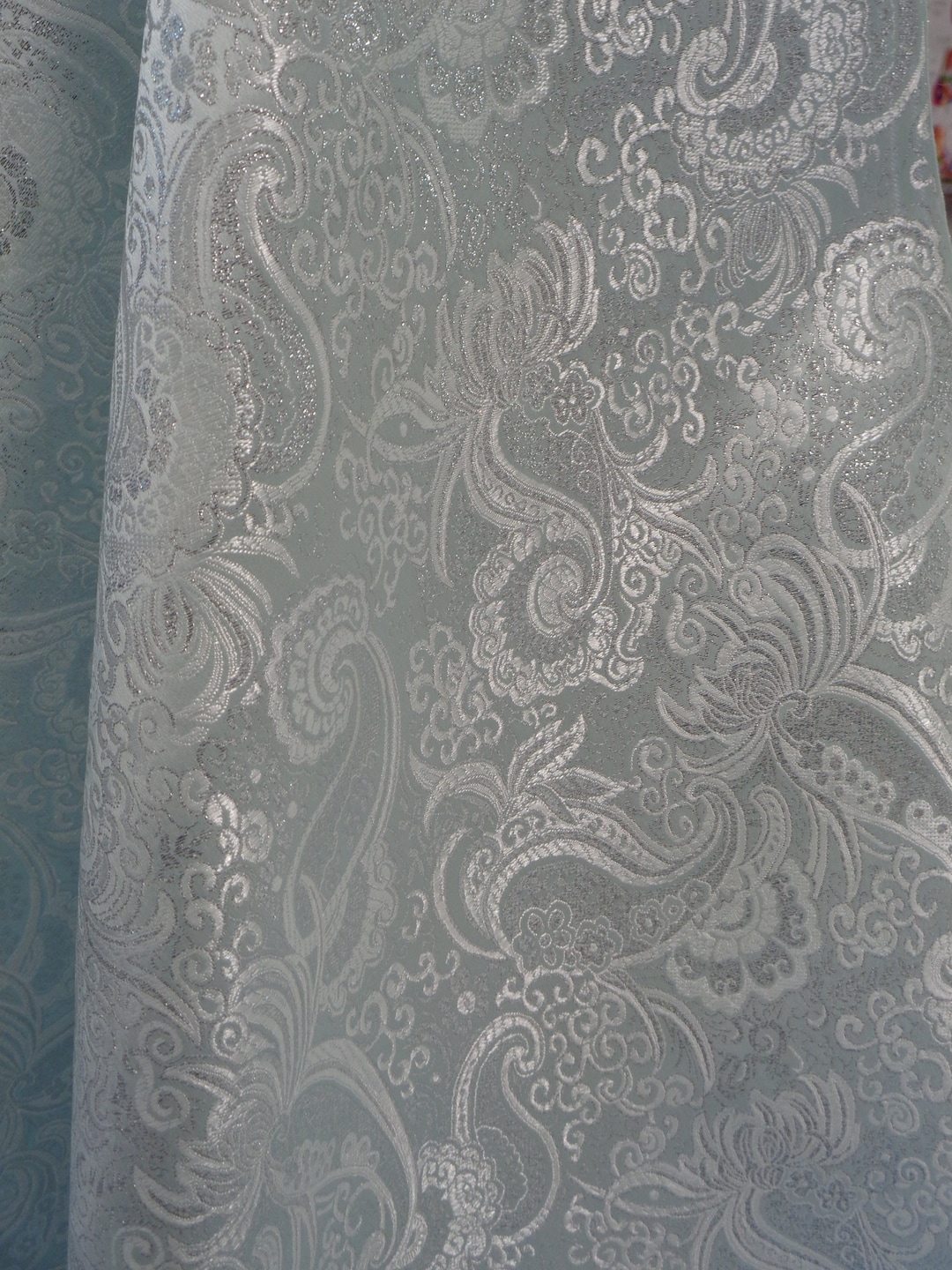ICE BLUE With SILVER Metallic Paisley - Metallic Brocade Fabric 56" - Etsy