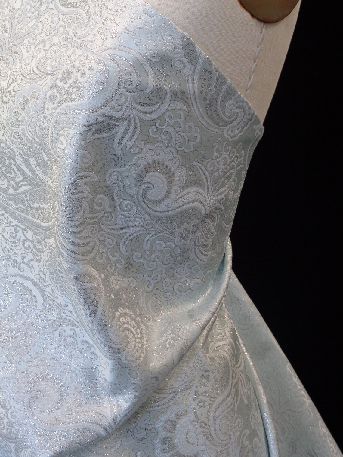 ICE BLUE With SILVER Metallic Paisley - Metallic Brocade Fabric 56" - Etsy